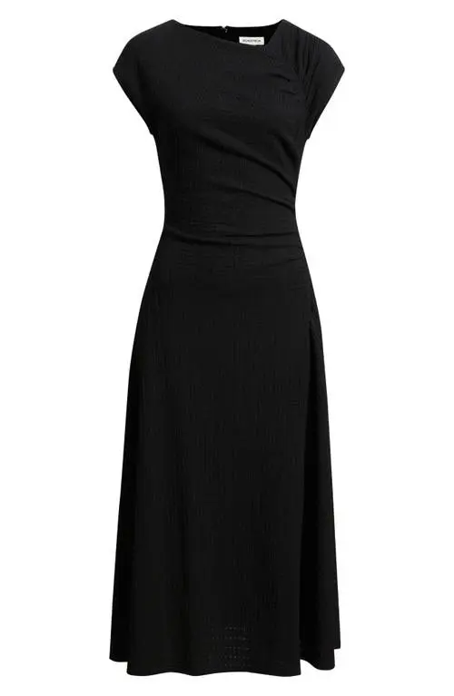Nordstrom Textured Ruched Midi Dress - Black