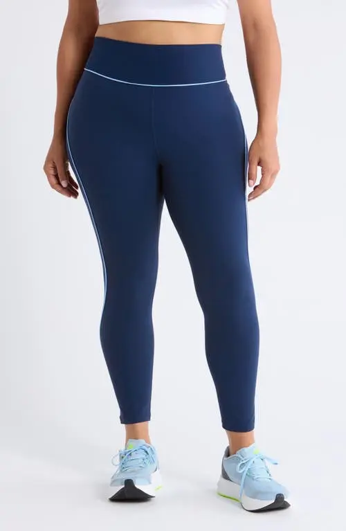 Zella Studio Luxe Piped High Waist Leggings - Navy Sapphire