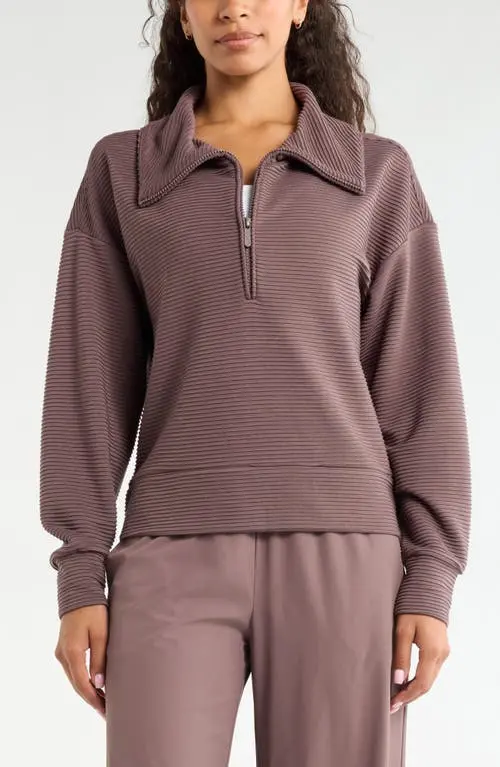 Zella Half Zip Fleece Ottoman Pullover - Grey Plum