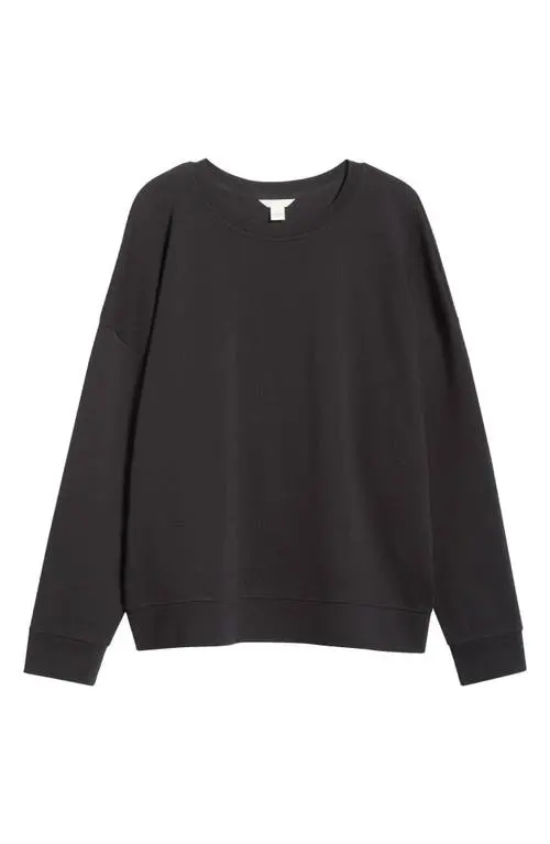 Caslon Stretch Cotton Rib Sweatshirt - Black