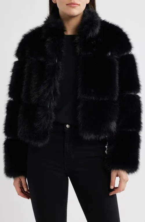 Bcbgmaxazria Chubby Crop Faux Fur Jacket - Black
