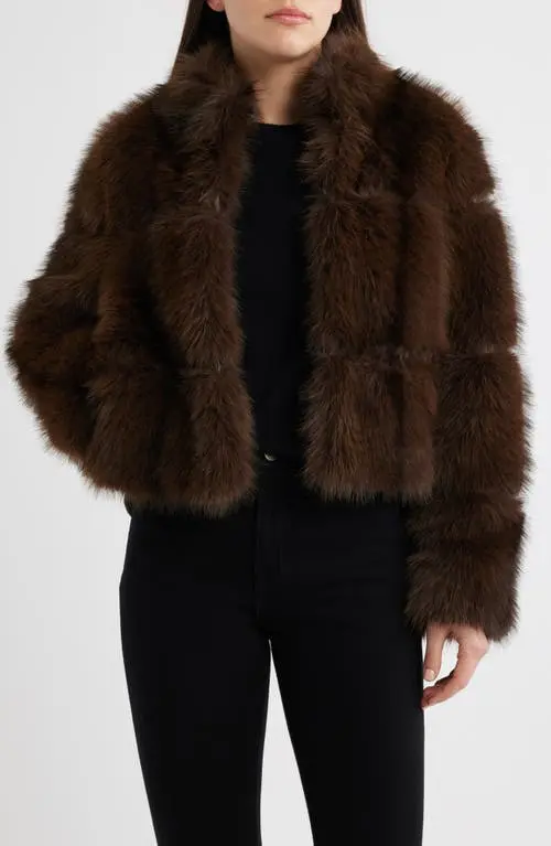 Bcbgmaxazria Chubby Crop Faux Fur Jacket - Dark Mocha