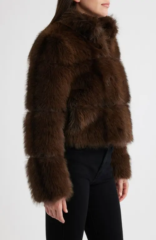Bcbgmaxazria Chubby Crop Faux Fur Jacket - Dark Mocha
