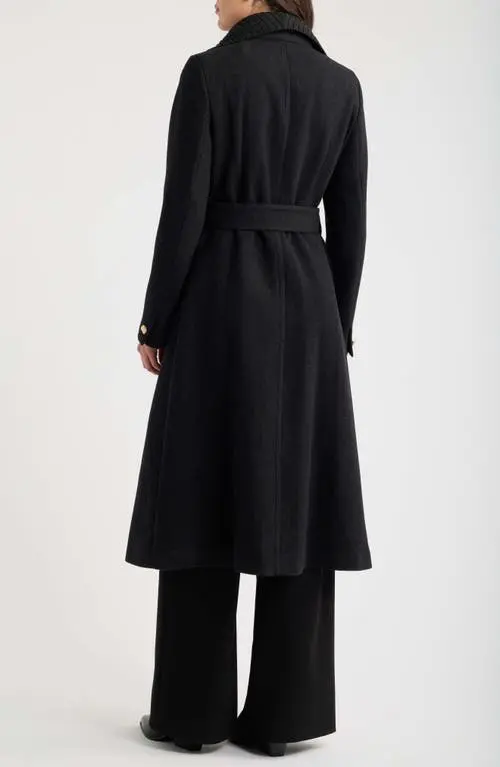 Donna Karan New York Ribbed Collar Belted Coat - Black