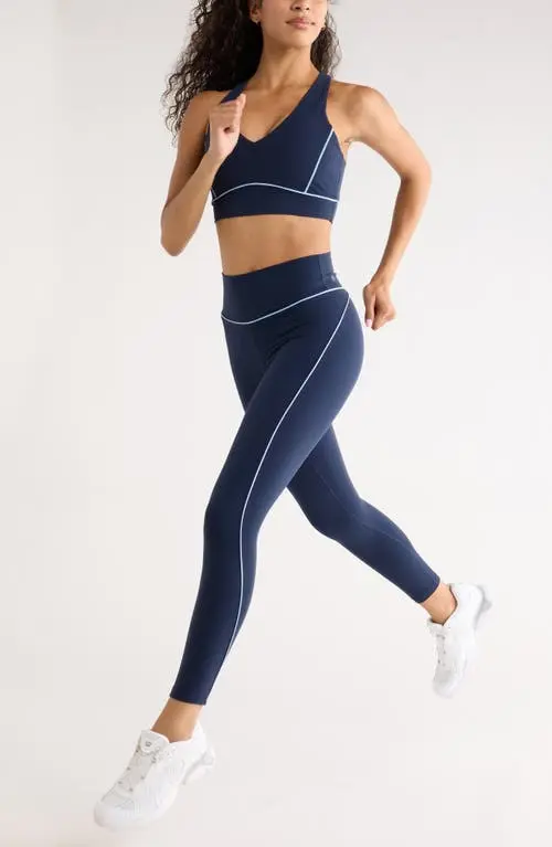 Zella Studio Luxe Piped Sports Bra - Navy Sapphire