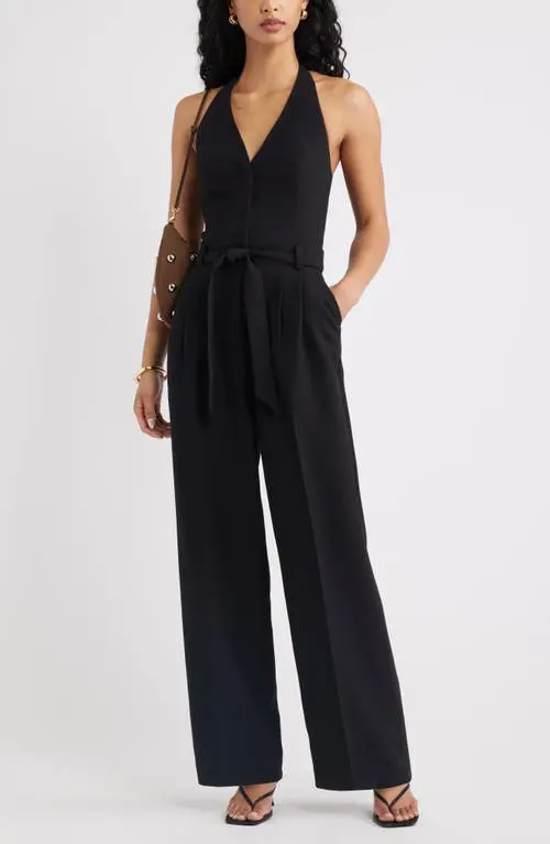 OPEN EDIT Icon Halter Neck Belted Jumpsuit