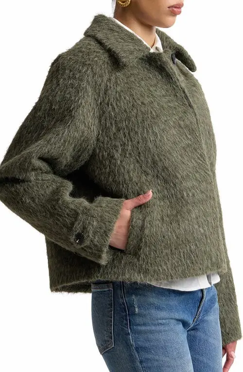 Avec Les Filles Crop Woolly Jacket - Basil