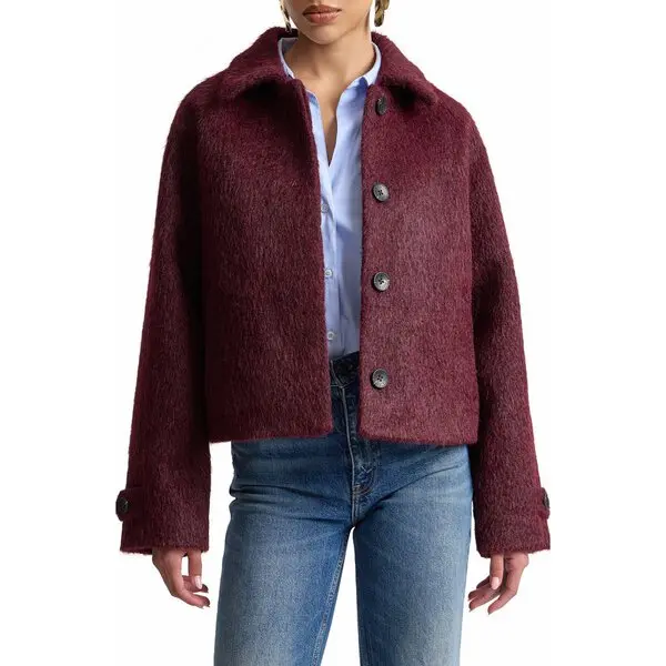 Avec Les Filles Crop Woolly Jacket - Currant