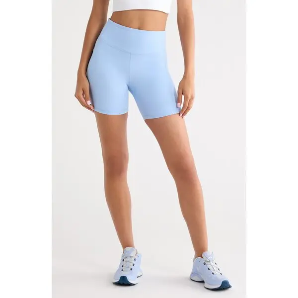 Zella Studio Luxe Pocket Bike Shorts - Blue Placid