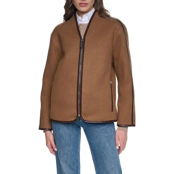 Cole Haan Faux Shearling Coat - Cognac