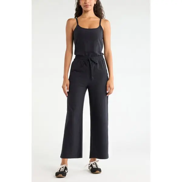 Zella Restore Soft Wide Leg Jumpsuit - Black Melange