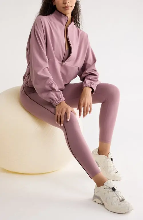 Zella Piped Half Zip Pullover - Purple Shake