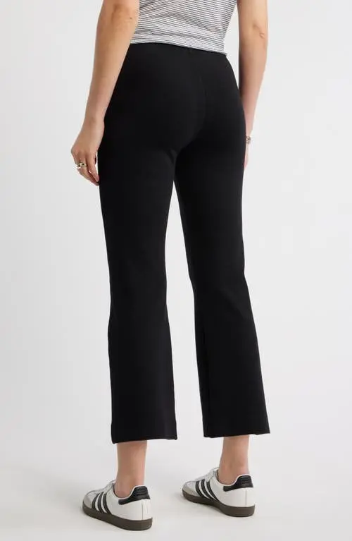 Caslon Stretch Cotton Crop Kick Flare Pants - Black