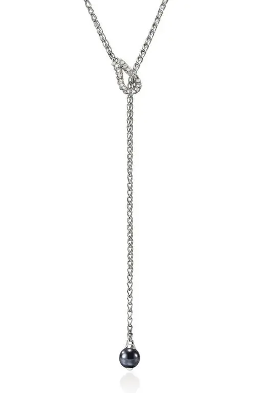 John Hardy Surf Y-necklace, Diamonds, Grey Pearl - Silver Grey