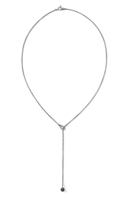 John Hardy Surf Y-necklace, Diamonds, Grey Pearl
