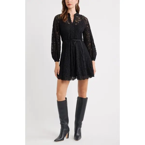 Chelsea28 Lace Long Sleeve Minidress - Black