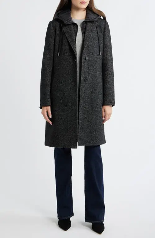 Lucky Brand Walker Coat With Hooded Bib Inset - Dark Charcoal Herring