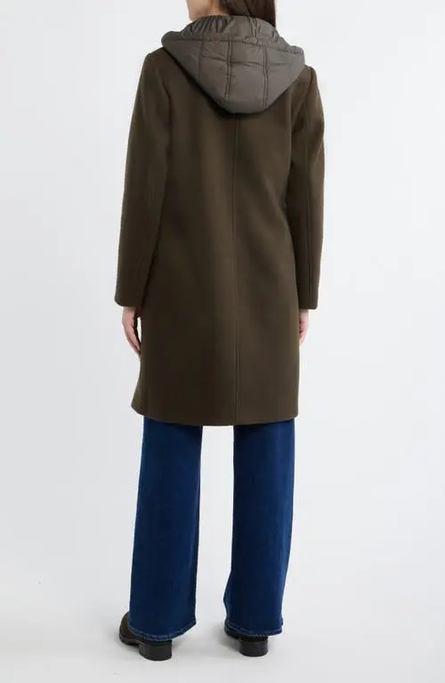 Lucky Brand Walker Coat With Hooded Bib Inset - Loden