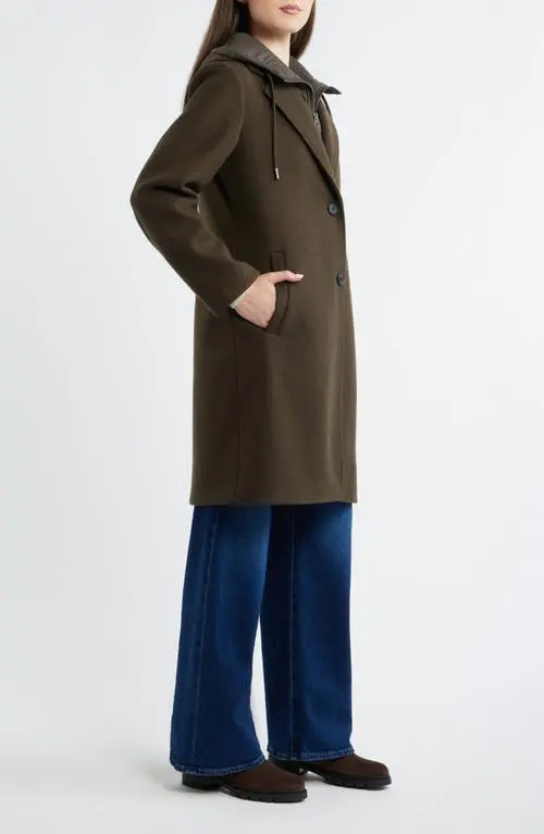 Lucky Brand Walker Coat With Hooded Bib Inset - Loden