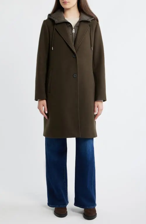 Lucky Brand Walker Coat With Hooded Bib Inset - Loden