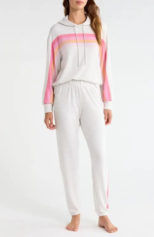PJ Salvage Radiant Stripe Peached Jersey Hoodie Pajamas - H Cloud