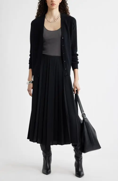 Nordstrom Pleated Midi Skirt - Black