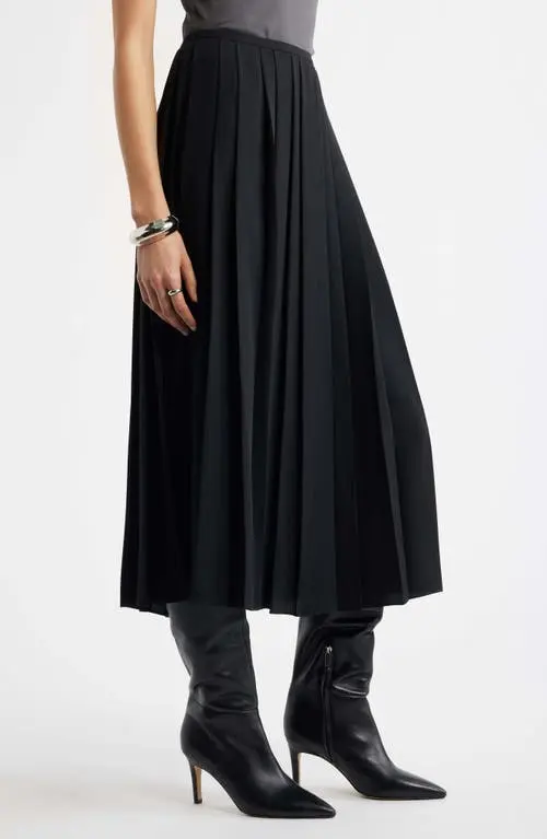 Nordstrom Pleated Midi Skirt - Black