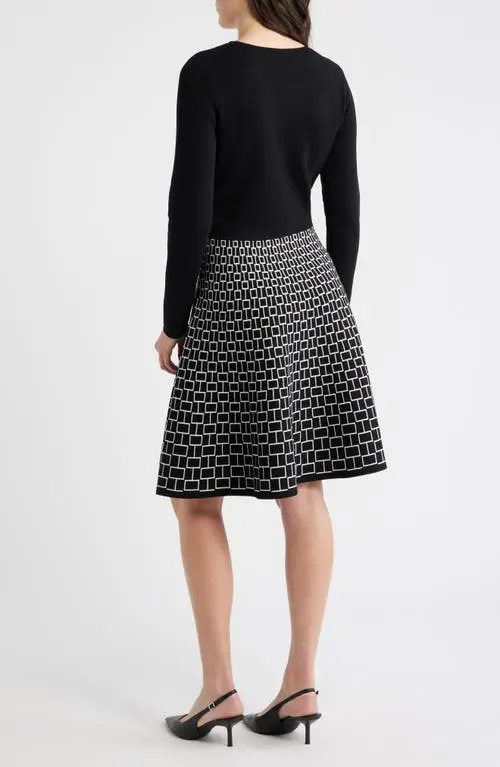 Julia Jordan Long Sleeve Jacquard Sweater Dress