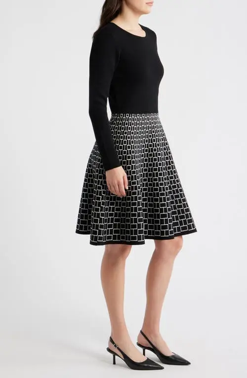 Julia Jordan Long Sleeve Jacquard Sweater Dress