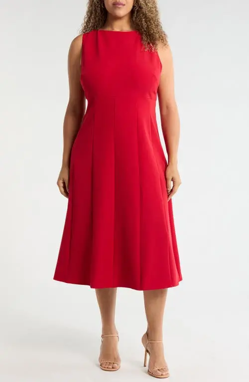 Chelsea28 Bateau Neck Midi Dress - Red Emboldened