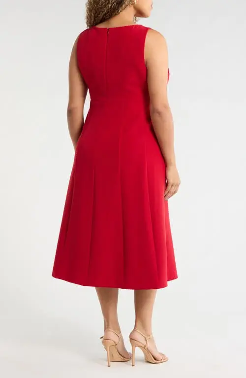Chelsea28 Bateau Neck Midi Dress - Red Emboldened
