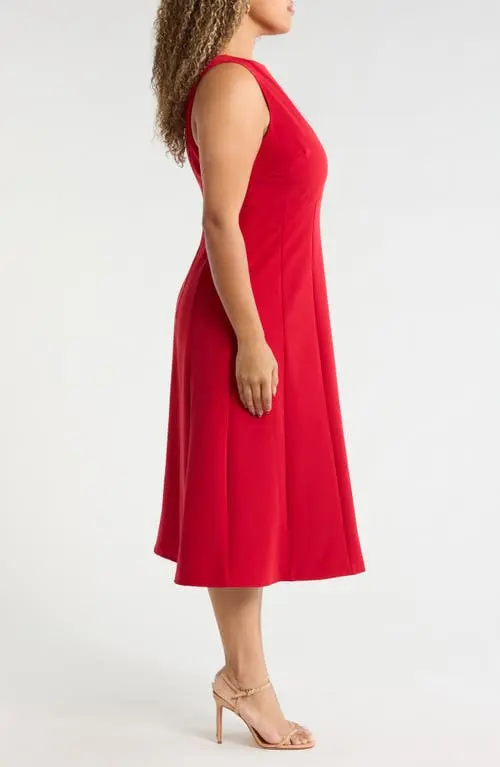 Chelsea28 Bateau Neck Midi Dress - Red Emboldened