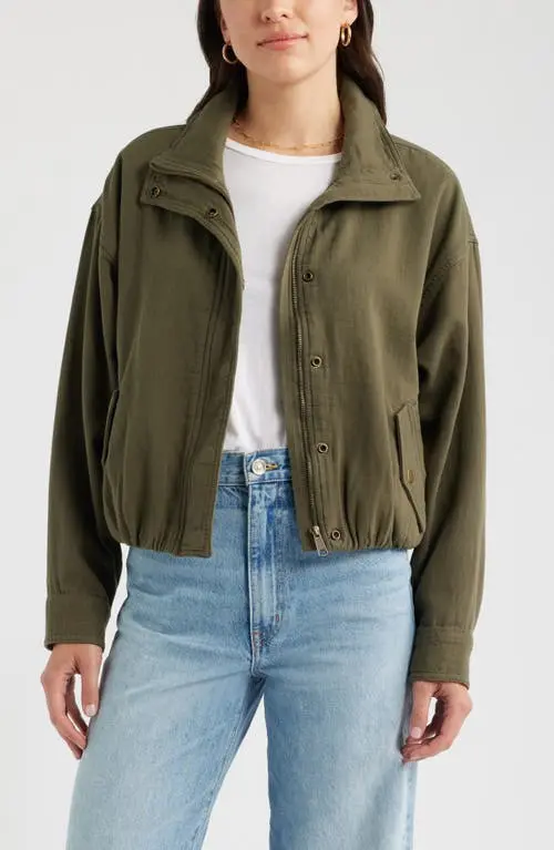 Caslon Bubble Hem Cotton Twill Jacket - Olive Sarma