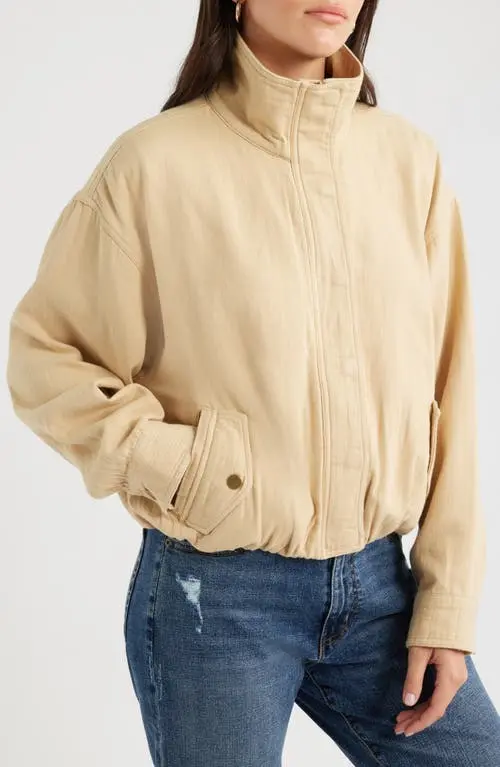 Caslon Bubble Hem Cotton Twill Jacket - Tan Shore