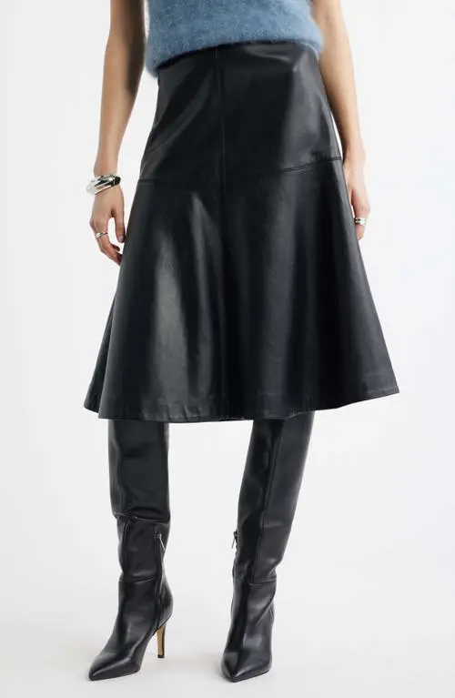 Nordstrom Leather A-line Midi Skirt