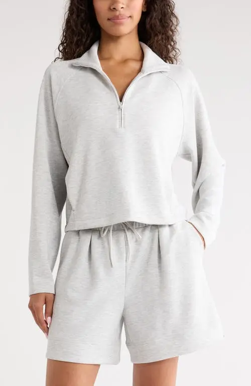 Zella Soft Luxe Half Zip Sweatshirt - Grey Light Heather