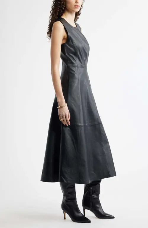 Nordstrom Seamed Leather Midi Dress