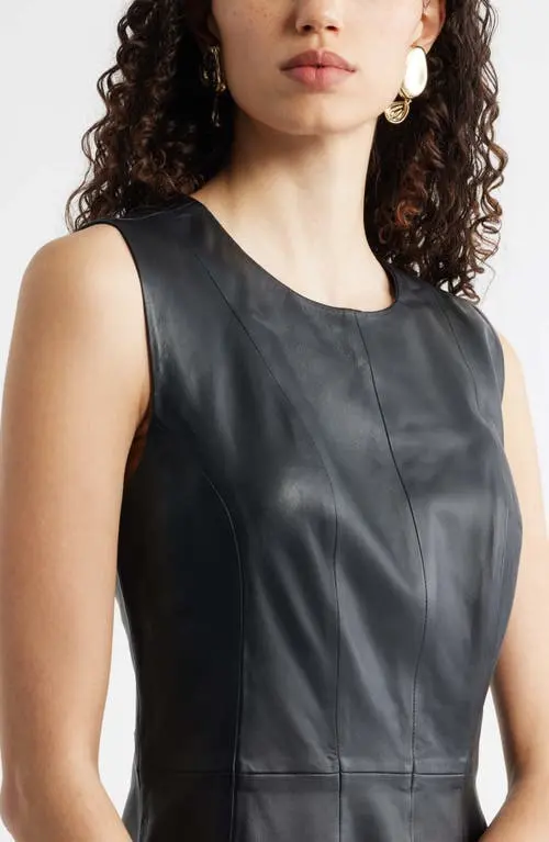 Nordstrom Seamed Leather Midi Dress
