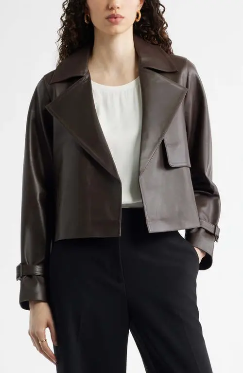 Nordstrom Crop Leather Trench Coat
