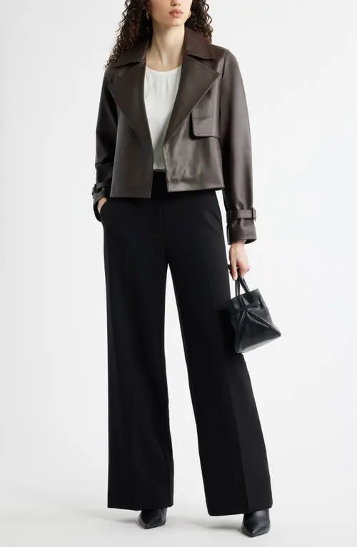 Nordstrom Crop Leather Trench Coat