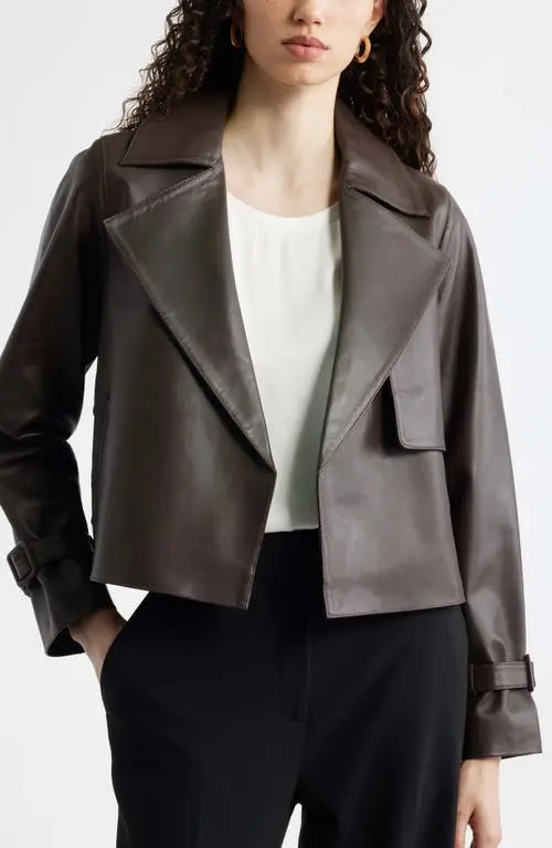 Nordstrom Crop Leather Trench Coat