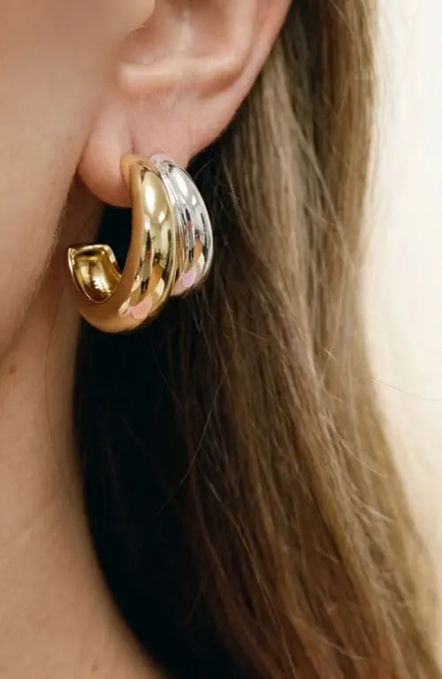 Argento Vivo Two-tone Double Hoop Earrings