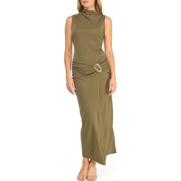 SOCIALITE Hardware Detail Sleeveless Body-con Dress - Olive