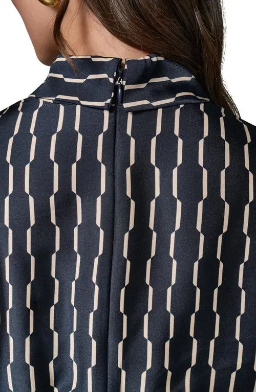 Donna Karan New York Long Sleeve Geometric Print Midi Dress