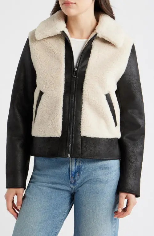 Bernardo Faux Shearling Jacket - Black/cream