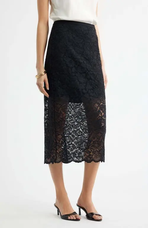 Nordstrom Lace Midi Skirt - Black