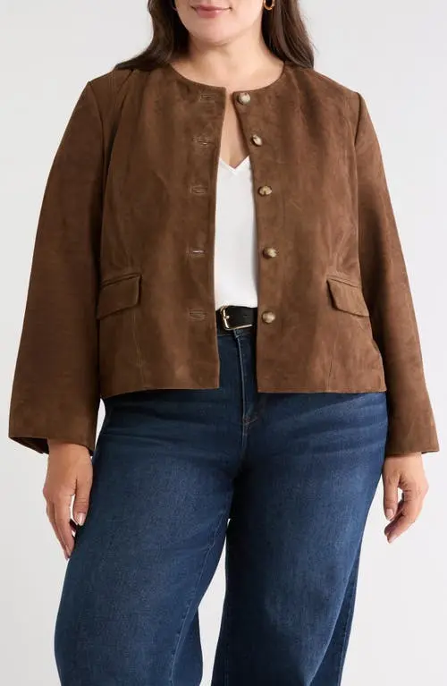 Nordstrom Suede Crop Button Front Jacket