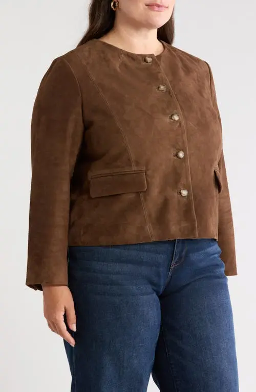 Nordstrom Suede Crop Button Front Jacket