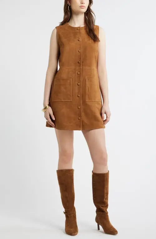 Treasure & Bond Suede Sheath Dress - Tan