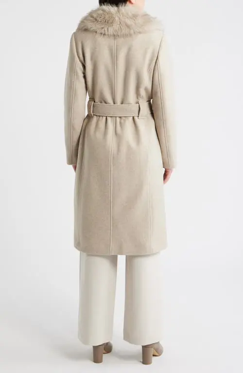 Bcbgmaxazria Belted Wrap Coat With Faux Fur Collar